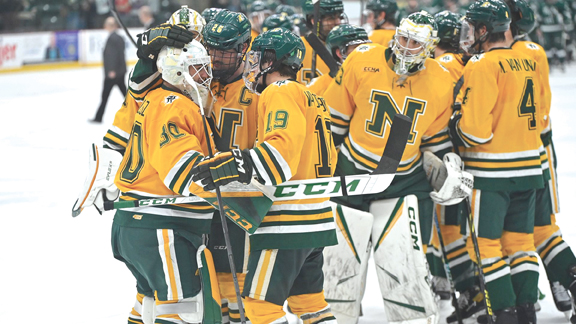 Aiden Gallacher leads Northern Michigan University hockey team to split ...